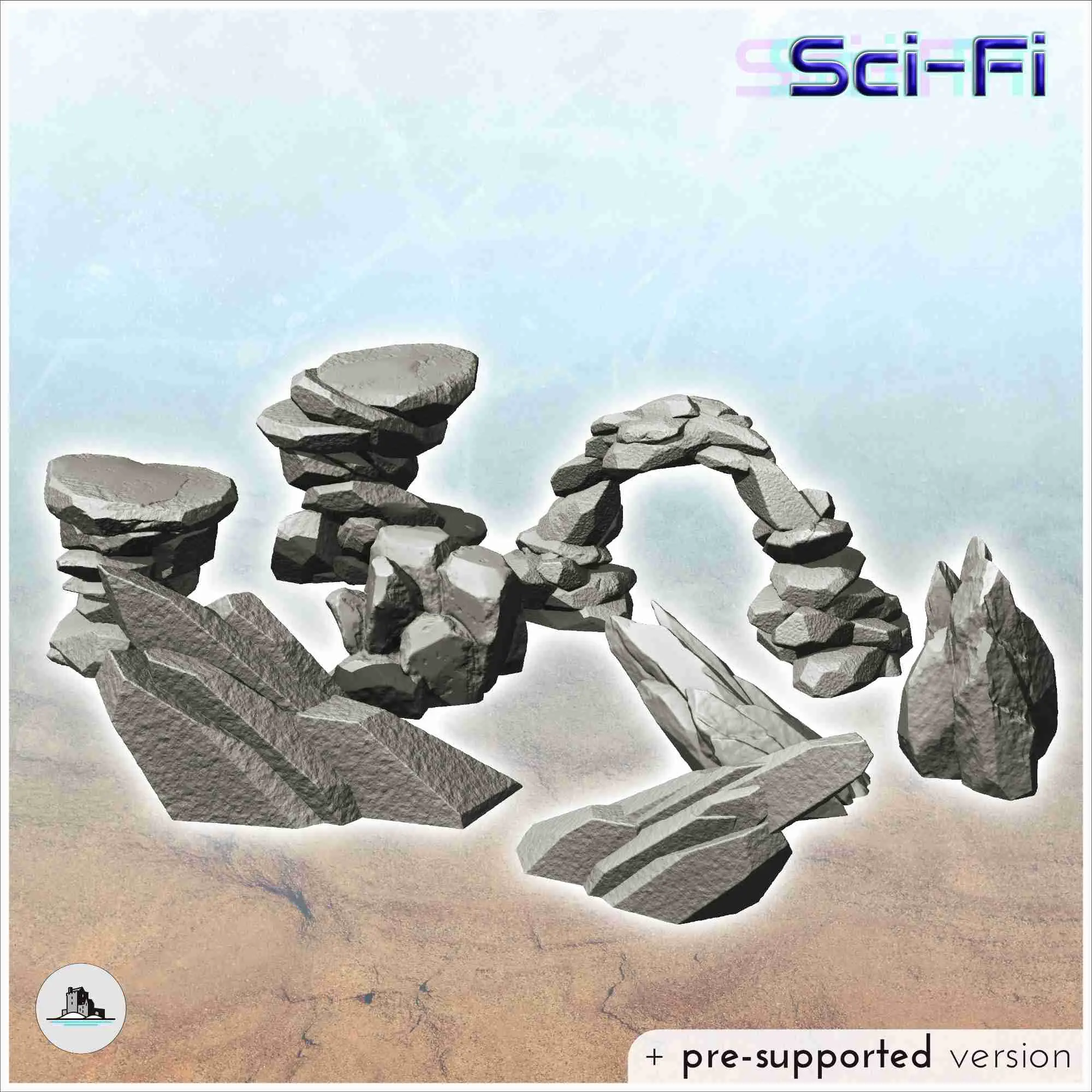 Props & Terrain STL Download - Set of desert and martian rocks (6 ...