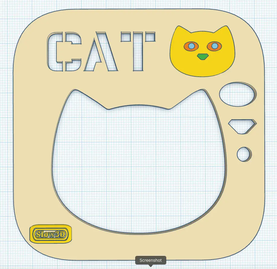 3D Printer Files | 3MF File | Draw A Cat Face - Stencil plate for Kids ...