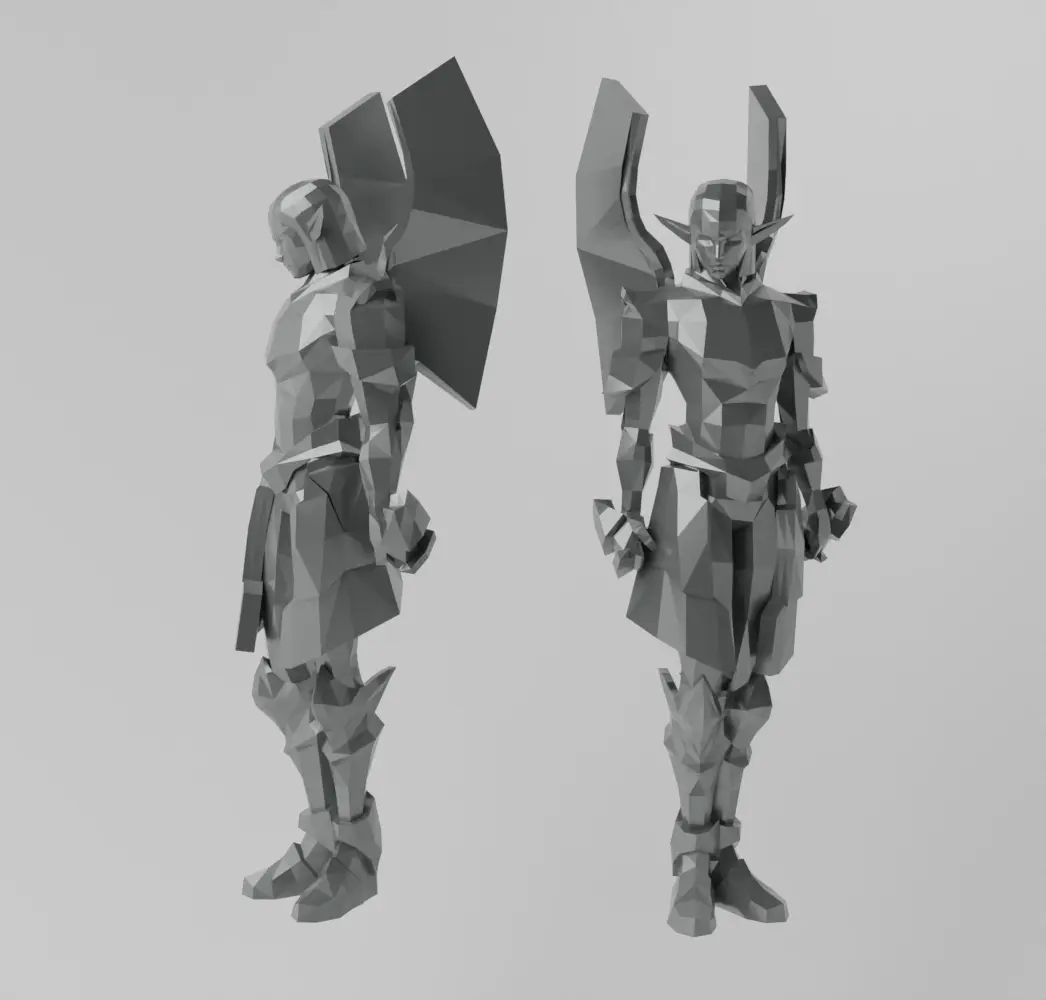Characters & Creatures STL Download - Dark Elf Lowpoly Low Polyby ...