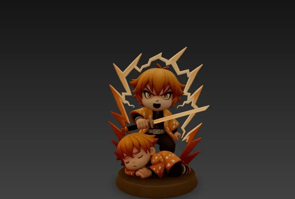 Other STL indir - Zenitsu Thunder Flash Diorama – Dual Form Chibi ...