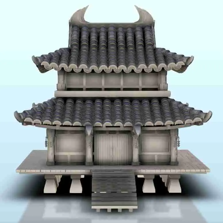 Props & Terrain STL Download - Raised Asian building with one floor 13 ...