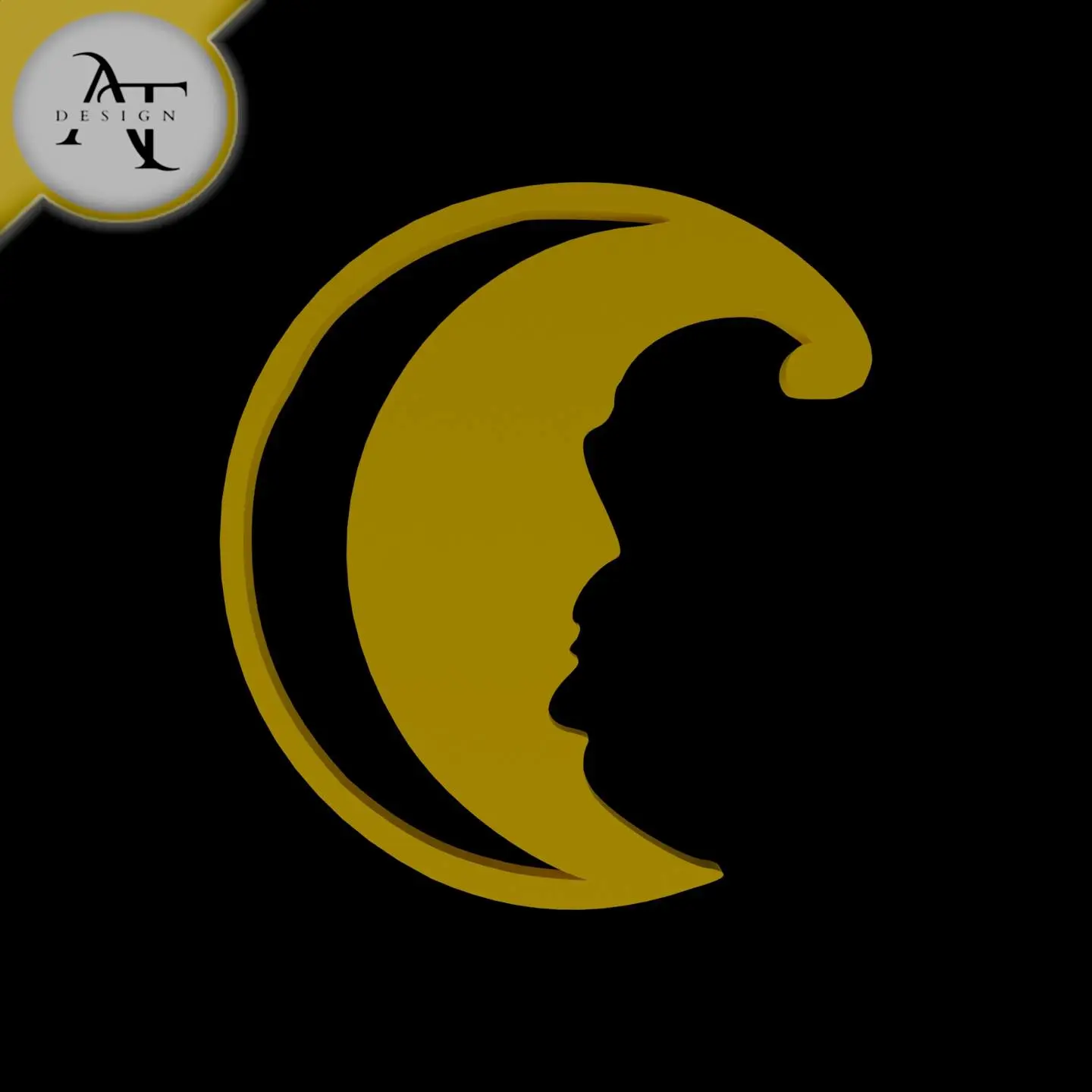 Free Digital Art STL Download - Simple Moon Symbol - 2D Artby AT Design