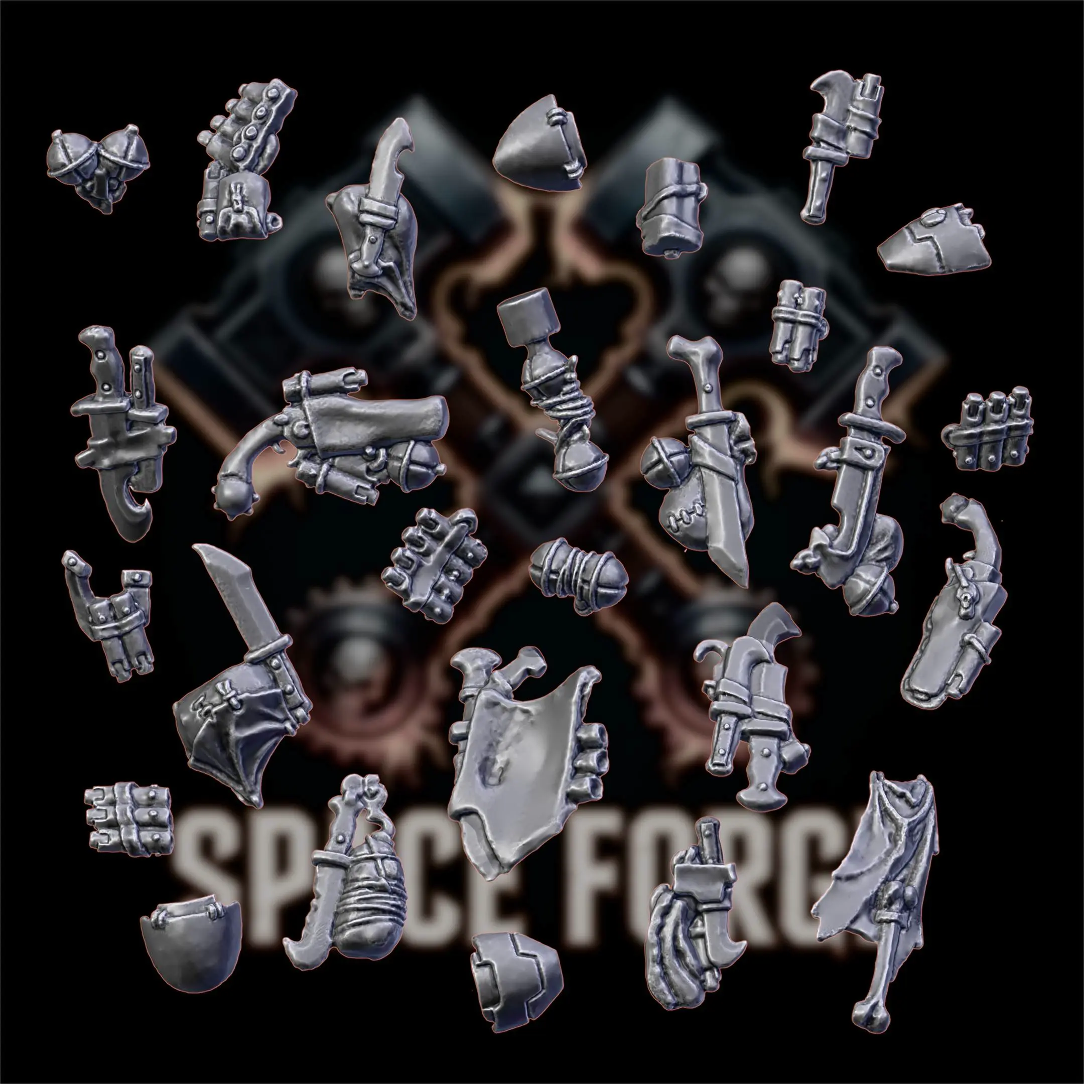 gratuita Miniature Games & Accessories STL Descarga - Alien Warrior Gear – Sci-Fi Accessory Pack ...