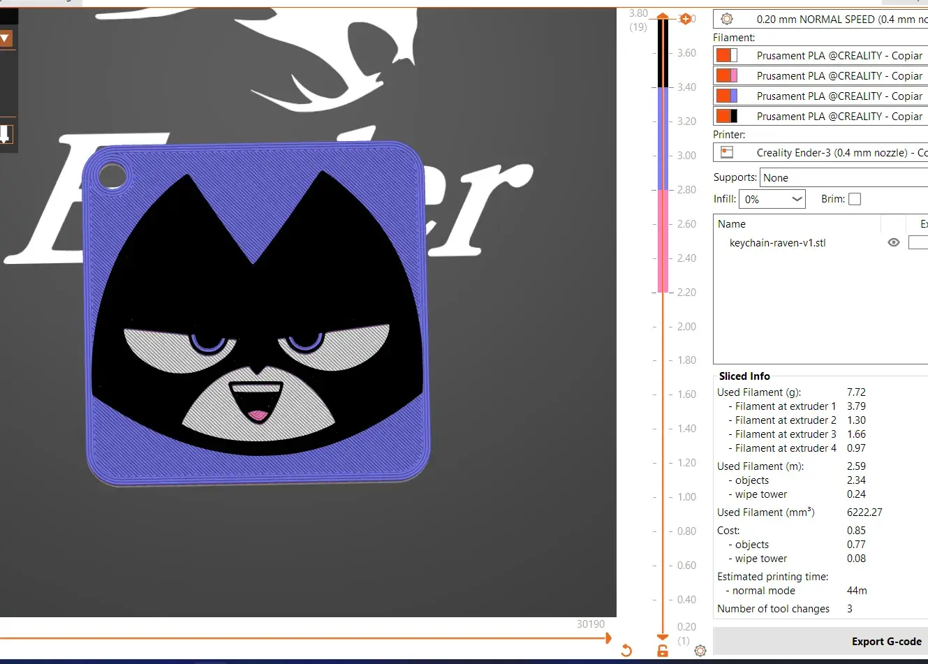 3D Printer Files | 3MF File | Raven Teen Titans Keychain | Creality Cloud