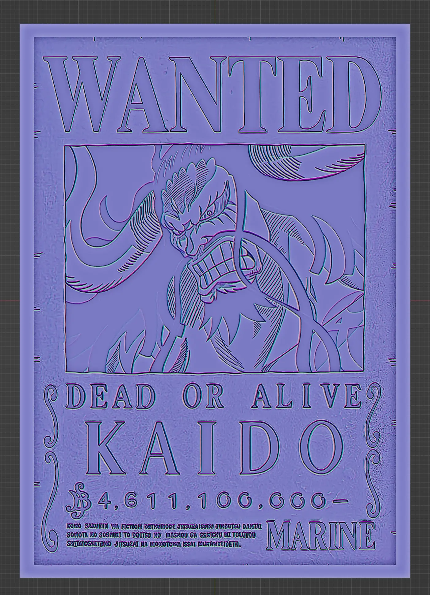 Other STL Download - KAIDO WANTED POSTER - ONE PIECEby Wsonuchiha3D