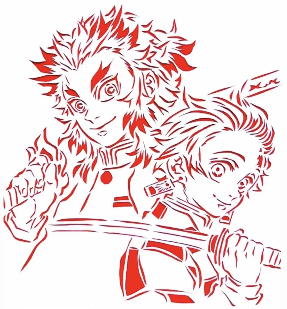 Free Other STL Download - Tanjiro and Kyojuro stencil 4by SMT_M 🦊