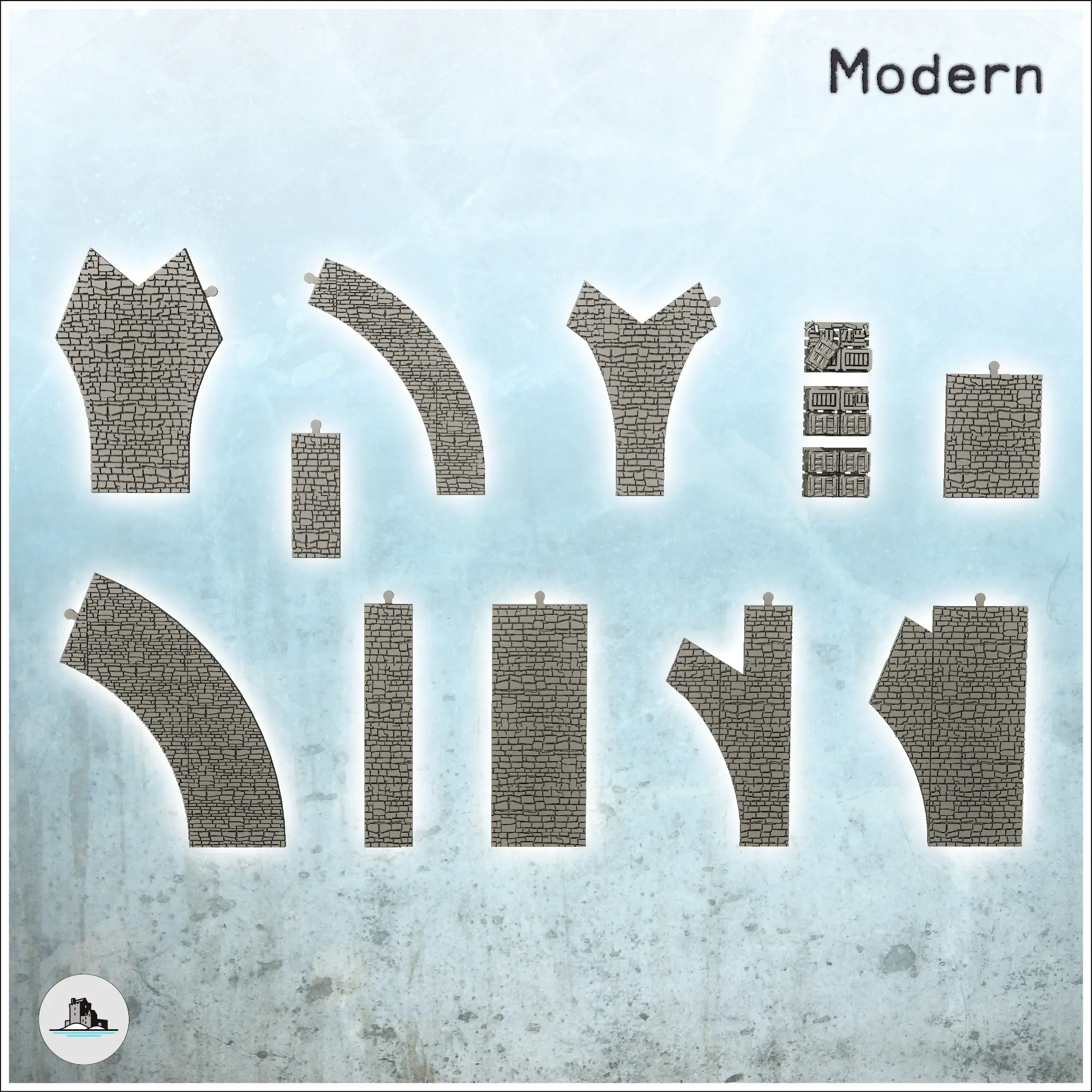 Other STL Download - Modular set of stone roads with barrels and crates ...