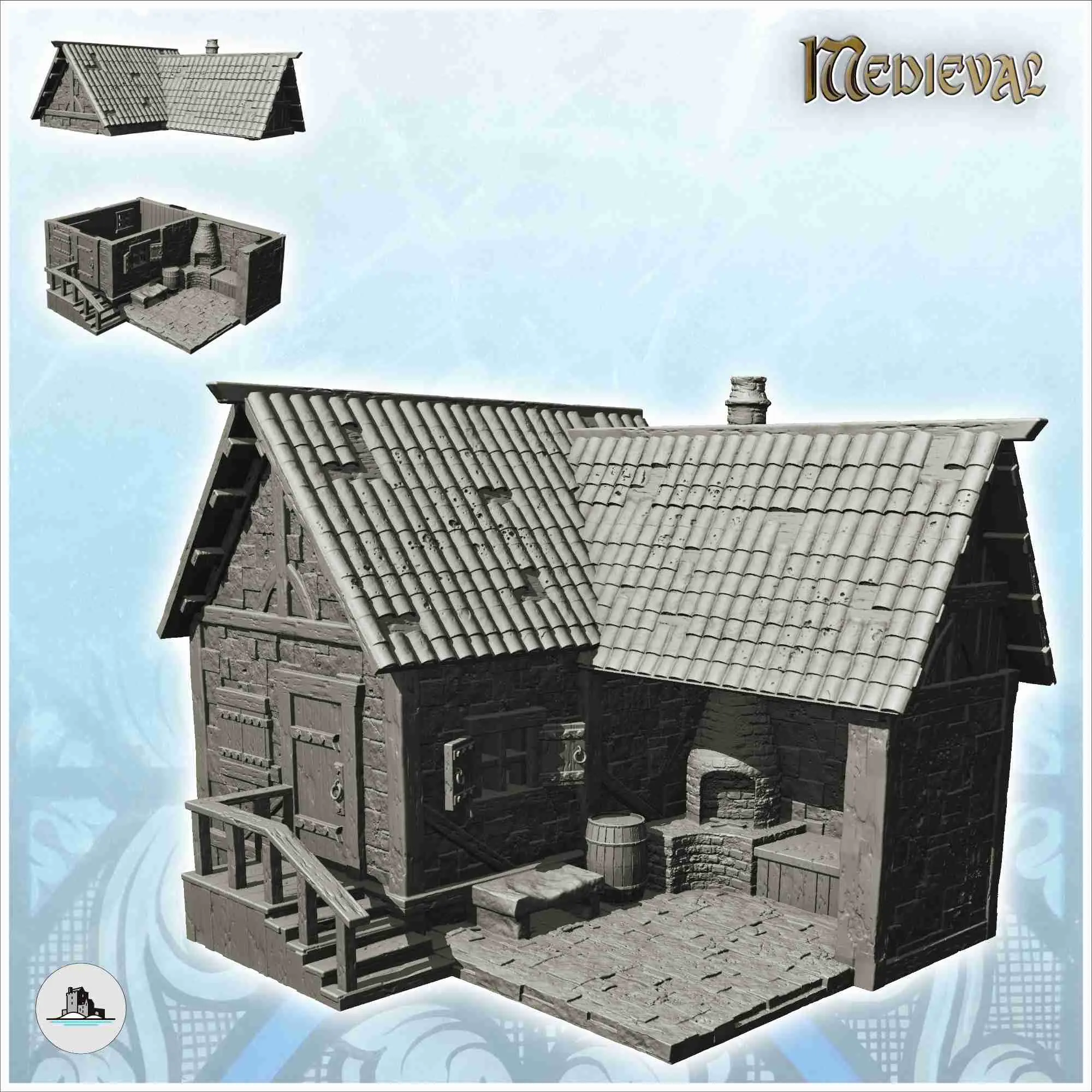 Props & Terrain STL Download - Medieval blacksmith's workshop with ...