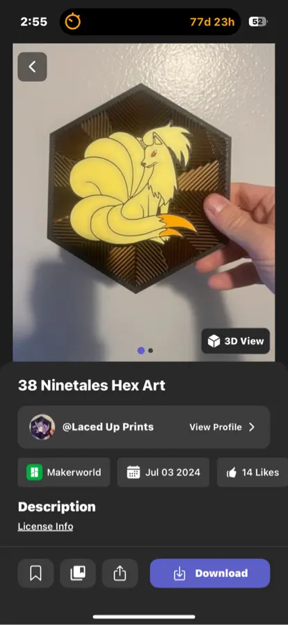 Free Sculptures & Artworks STL Download - Ninetails hexagon artby ...