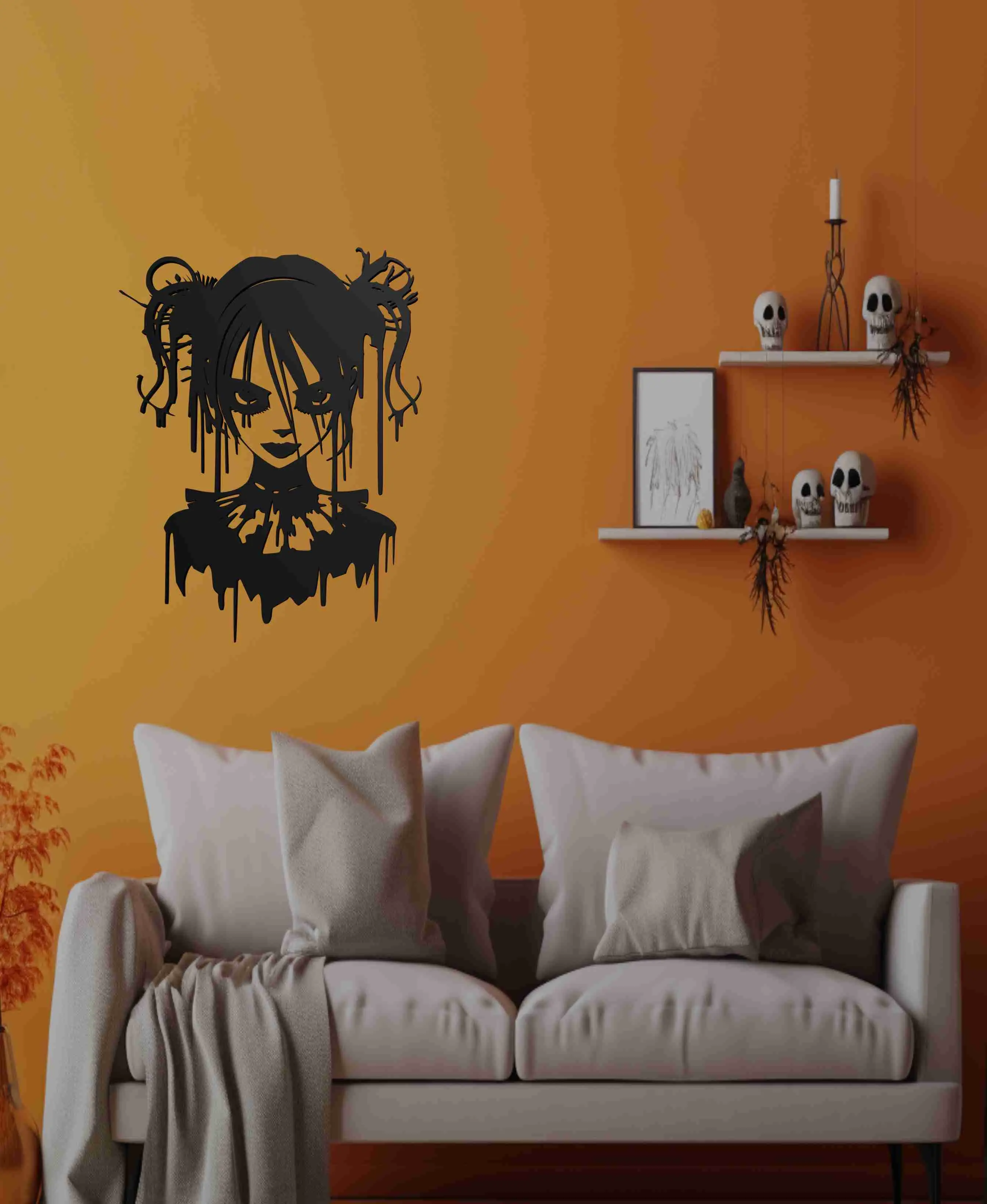 Sculptures & Artworks STL Download - Horror Girl Wall Artby Ri0m0