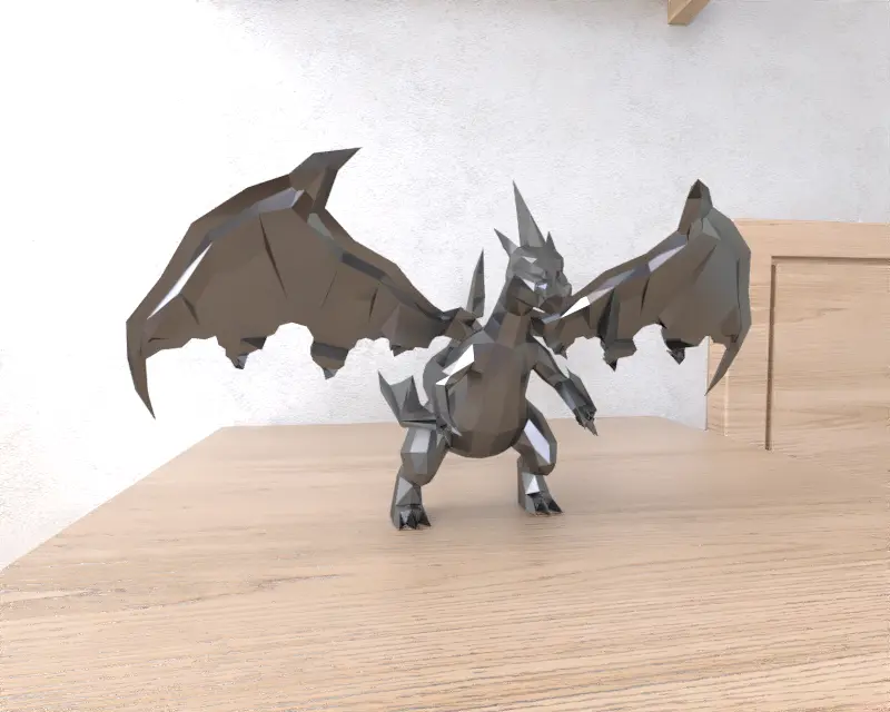 Characters & Creatures STL Download - Mega Charizard Pokemon Lowpoly ...