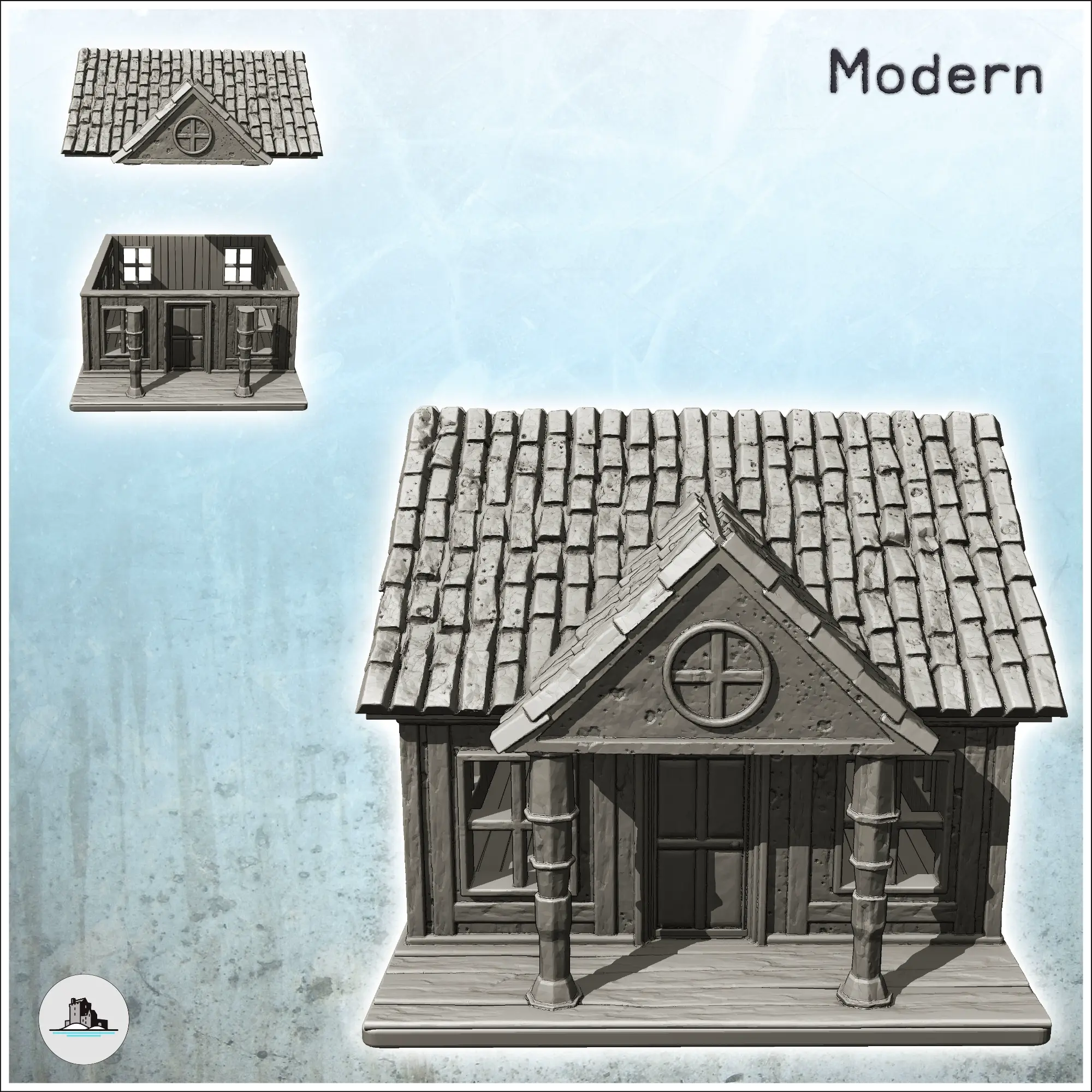 Other STL Download - Modern house with double-column entrance canopy (5 ...