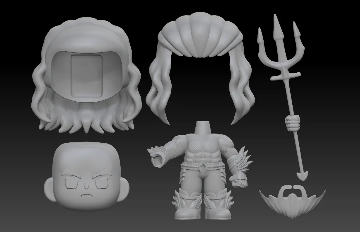 Characters & Creatures STL Download - ARTHUR CURRY CHIBIby CloudySweety