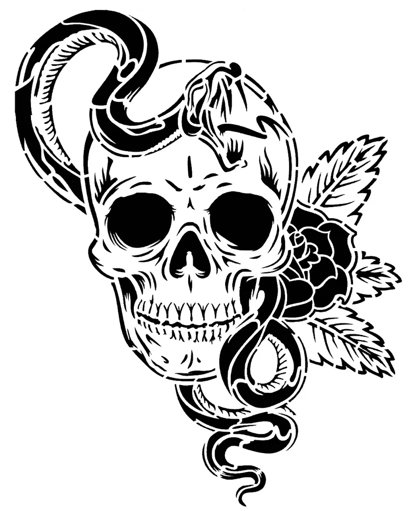 Free Digital Art STL Download - Skull Snake stencilby SMT_M 🦊