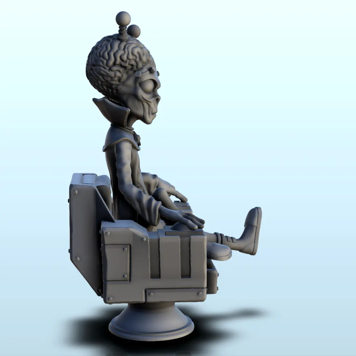 Alien scientist with cranial antennas and high-tech chair (2 | 3D ...