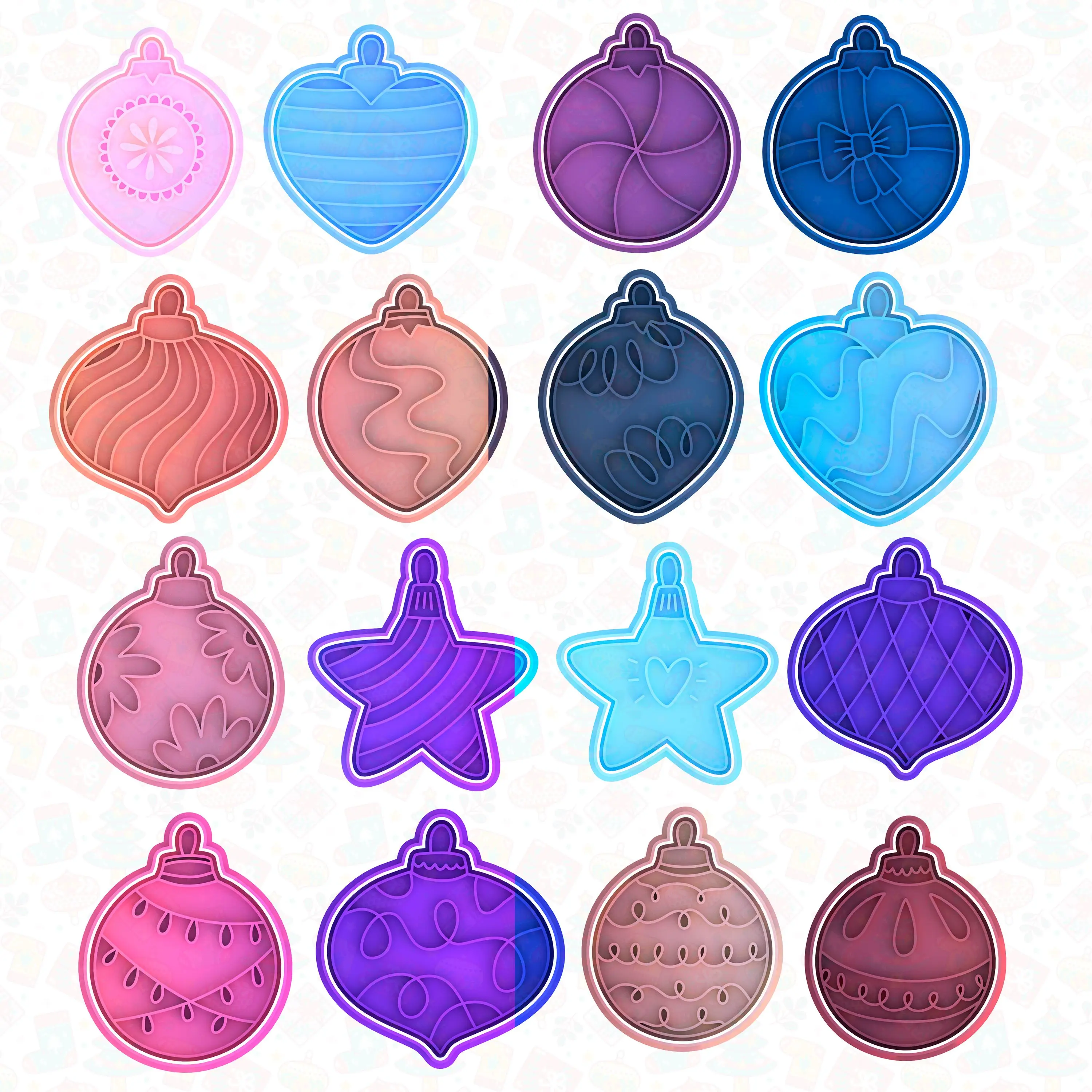 Other STL Download - Christmas tree toys cookie cutter set of 16 -2by Mira3D