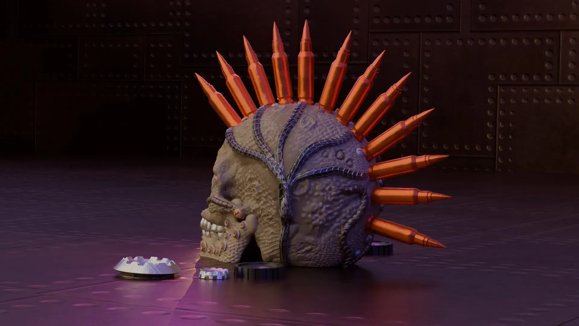 Sculptures & Artworks STL Descarga - Steampunk Bullet Mohawk skull ...