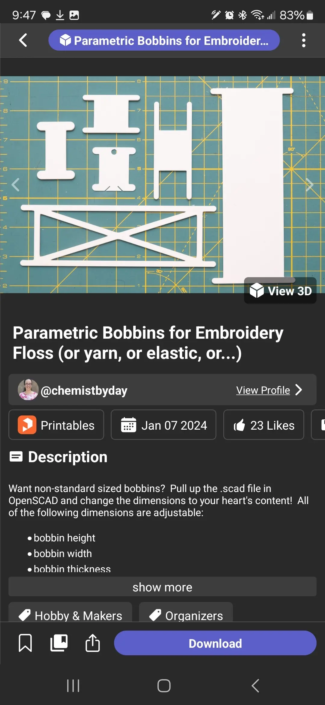 3D Printer Files | 3MF File | Bobbin | Creality Cloud