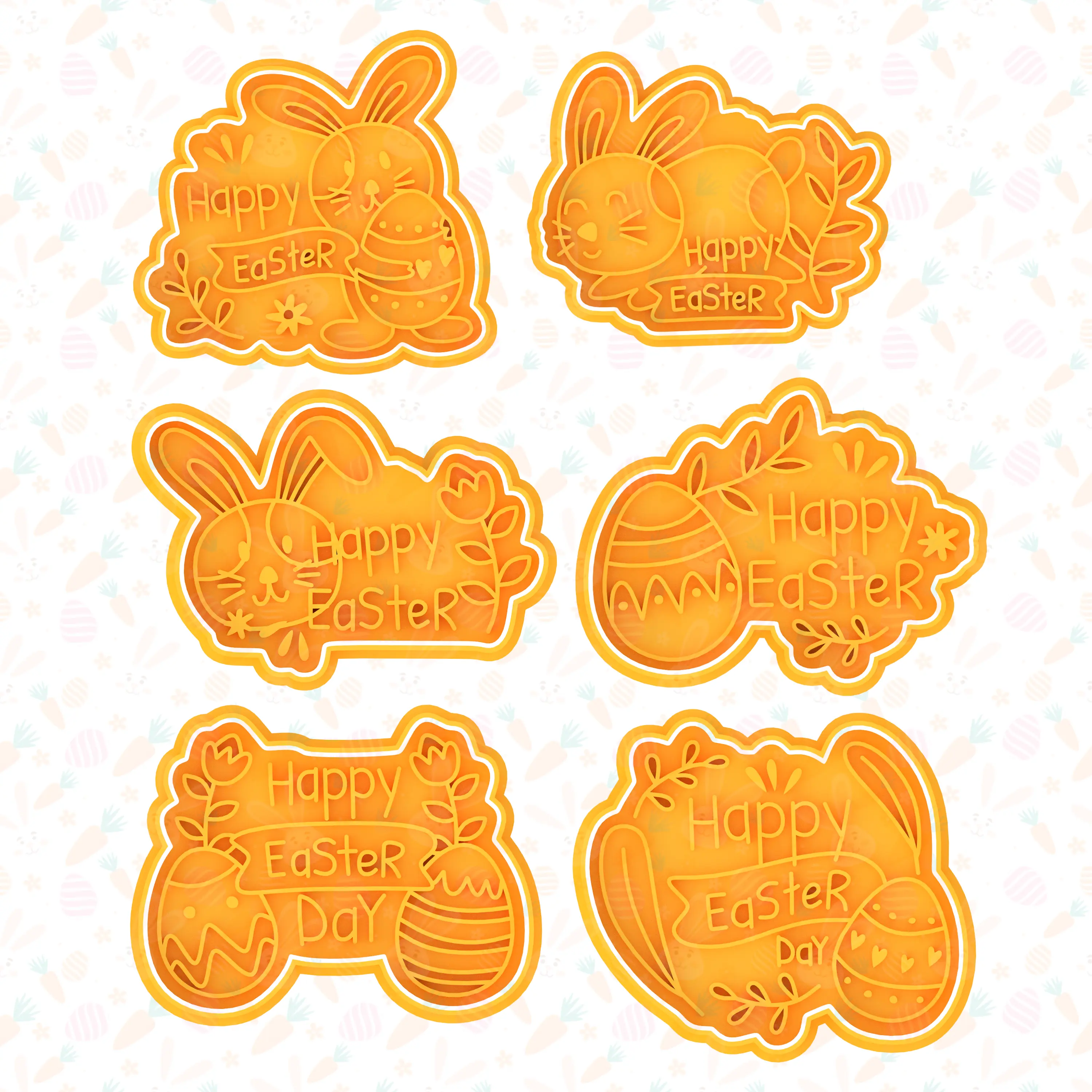 Sculptures & Artworks STL Download - Happy Easter cookie cutter set of ...