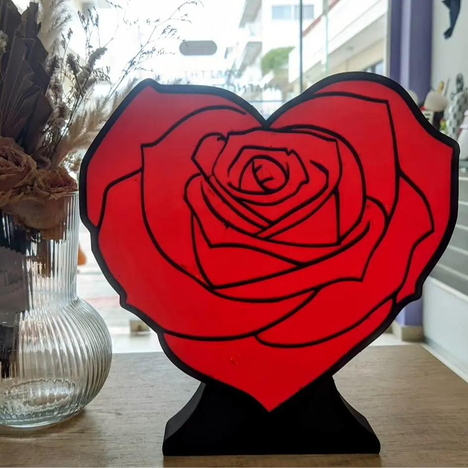 3D Printer Files | 3MF File | Heart Shaped Rose Lightbox | Creality Cloud