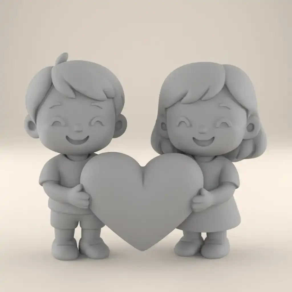 Construction Toys STL Download - Cute Couple Holding Heart STL Seperate ...