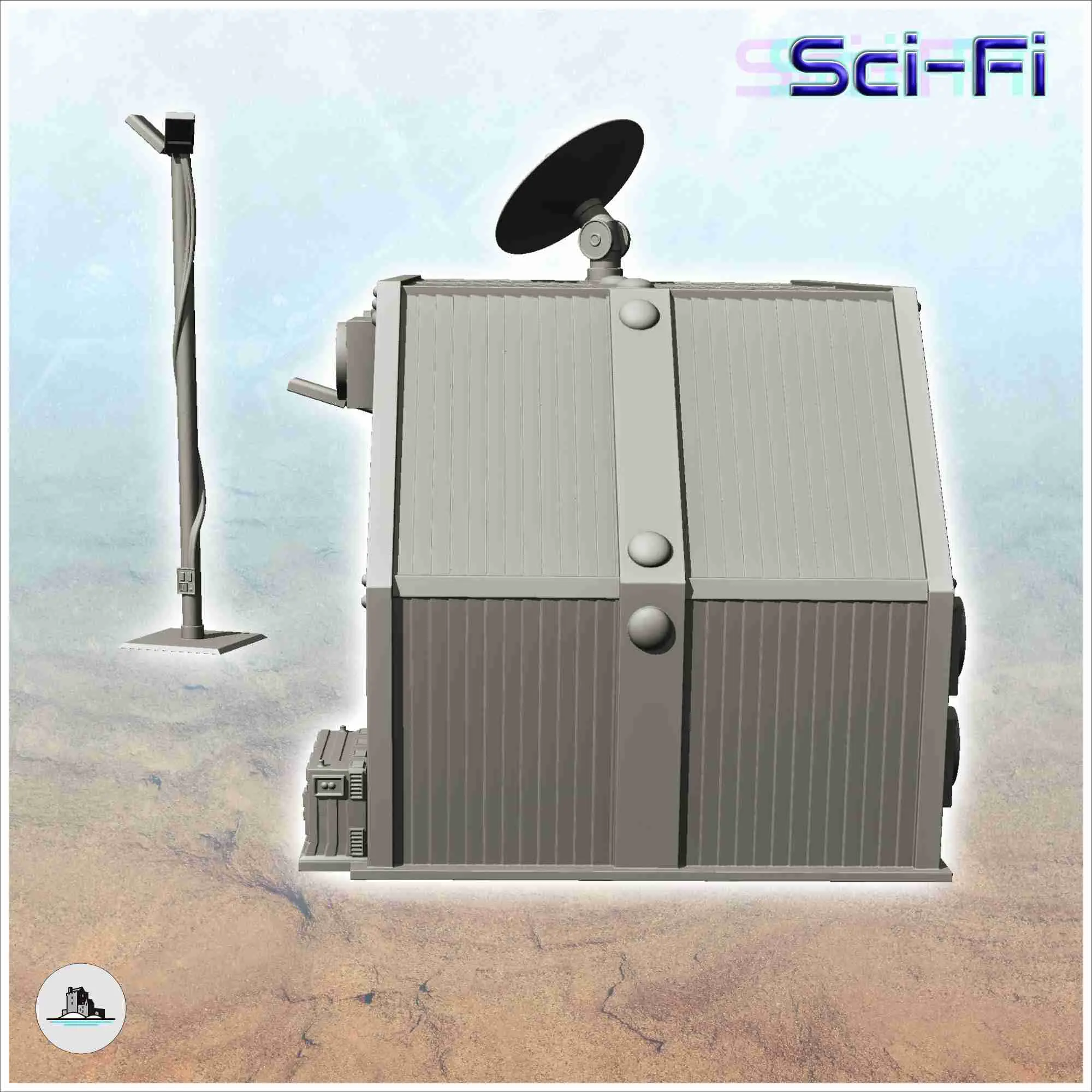 Props & Terrain STL Download - Futuristic command post with antenna and ...