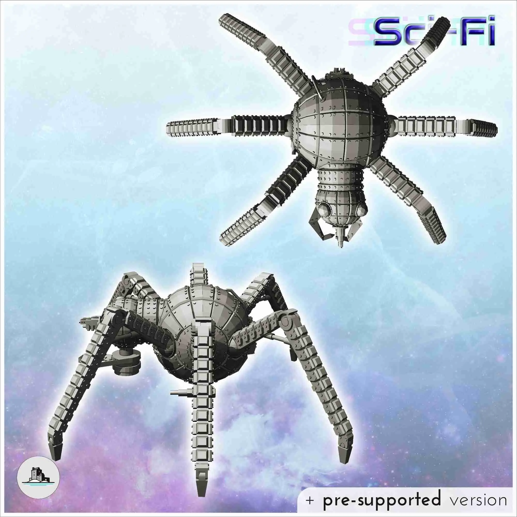 Futuristic six-legged airborne robot with cannon (28) - mini | 3D ...