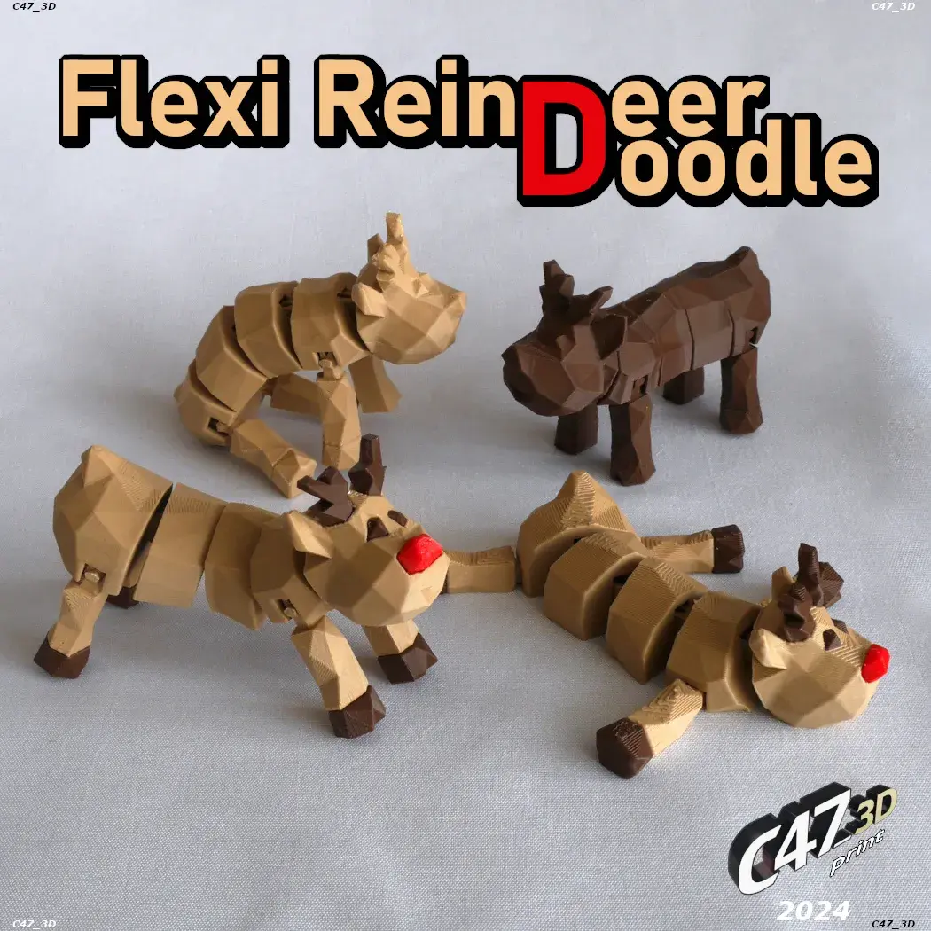 Free Other STL Download - Flexi Transforming Reindeer Doodleby c47_3d