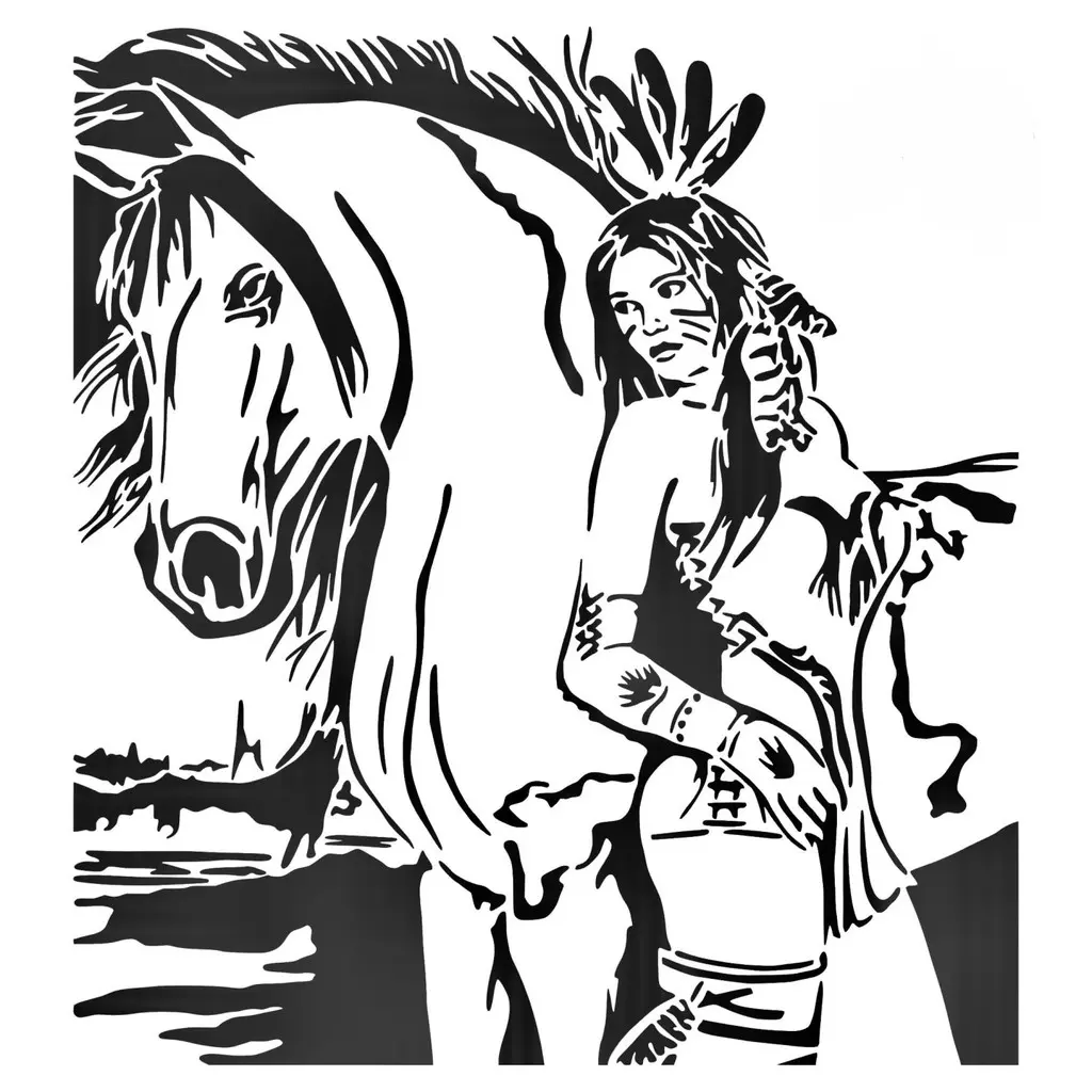 Free Digital Art STL Download - Native Girl stencil 3by SMT_M 🦊