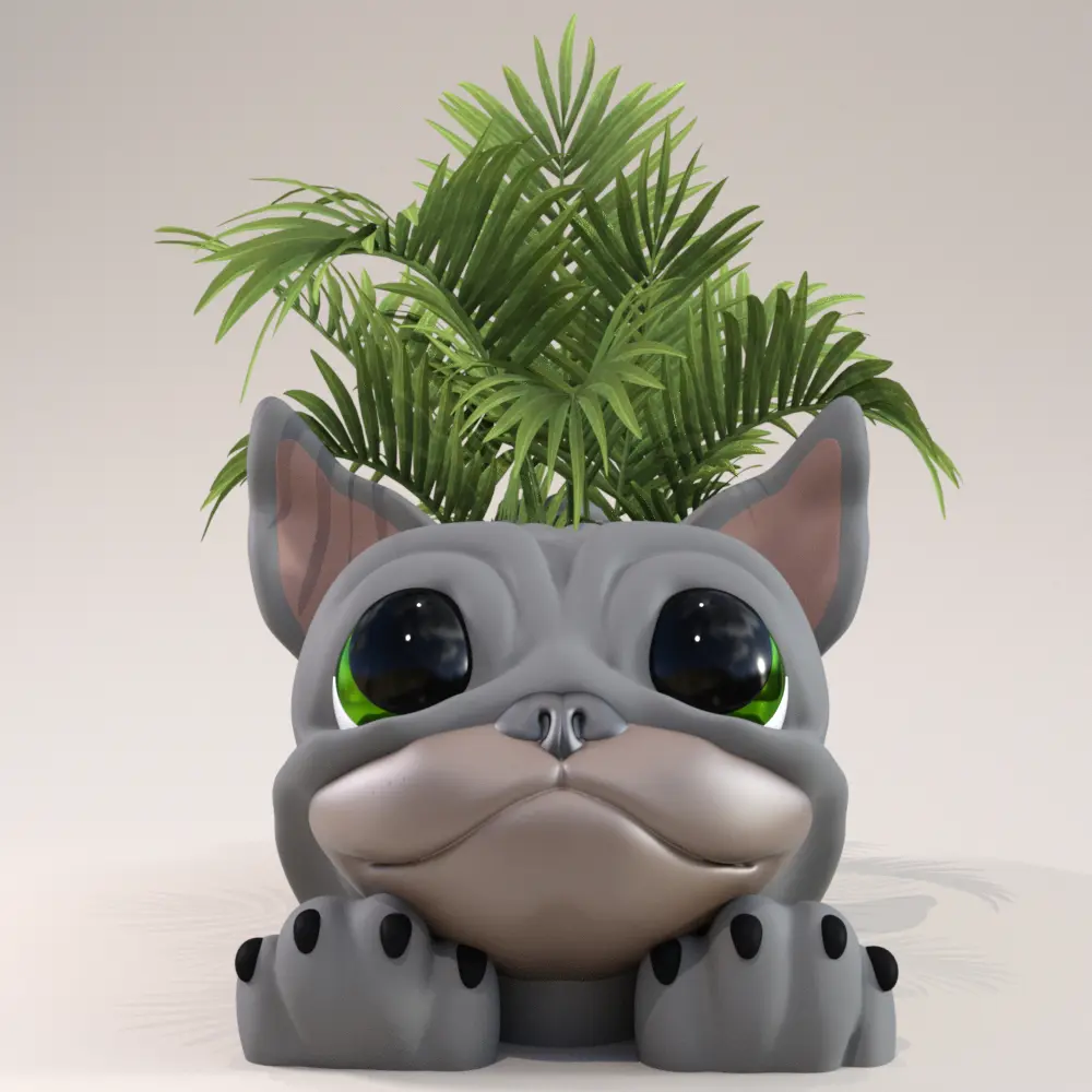 Sculptures & Artworks STL Download - "JUNIOR" THE FRENCHIE -FLOWER POT ...