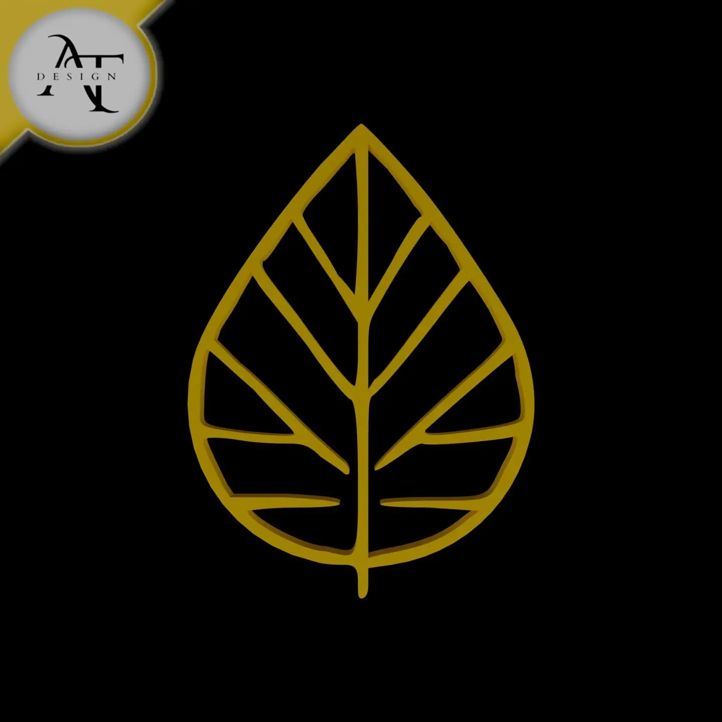 Free Digital Art STL Download - Simple Leaf Symbol - 2D Artby AT Design