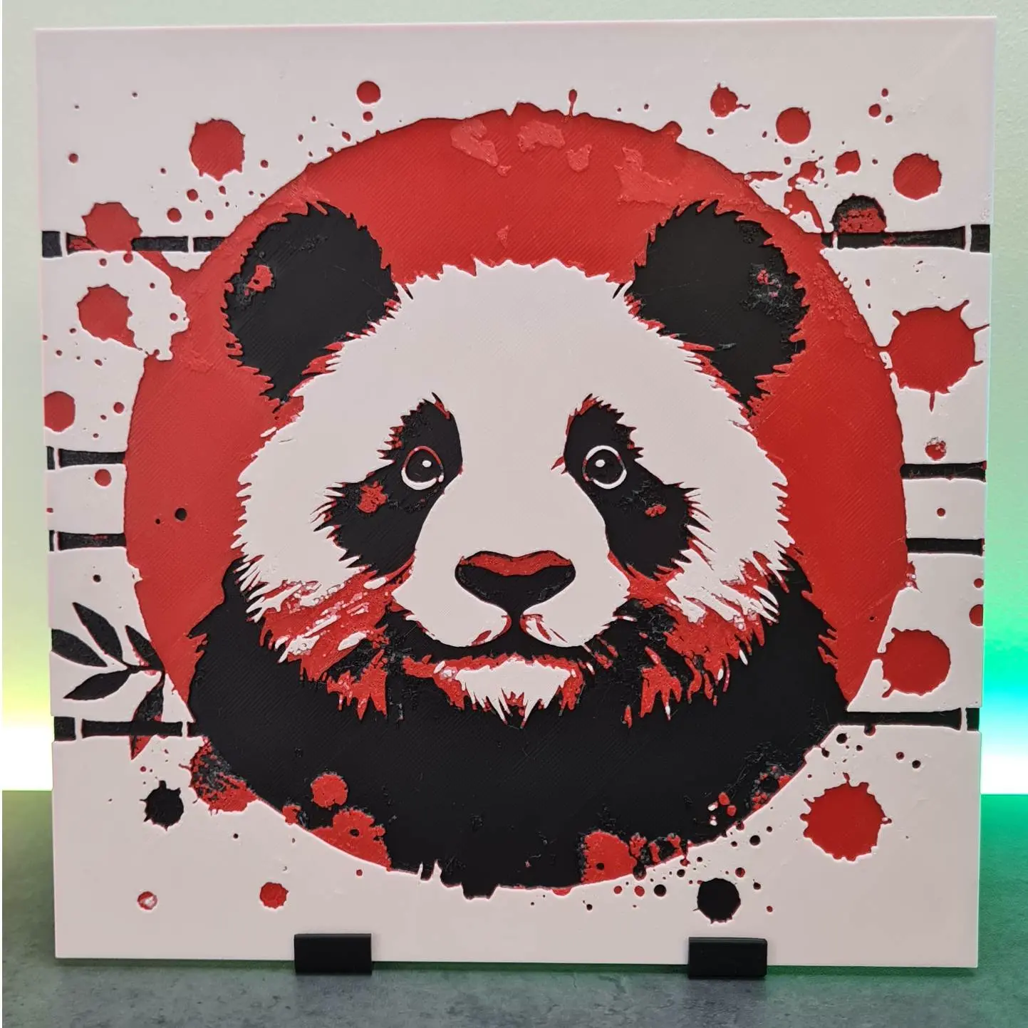 3D Printer Files | 3MF File | Panda Round Red - Hueforge - 4 Colors | Creality Cloud