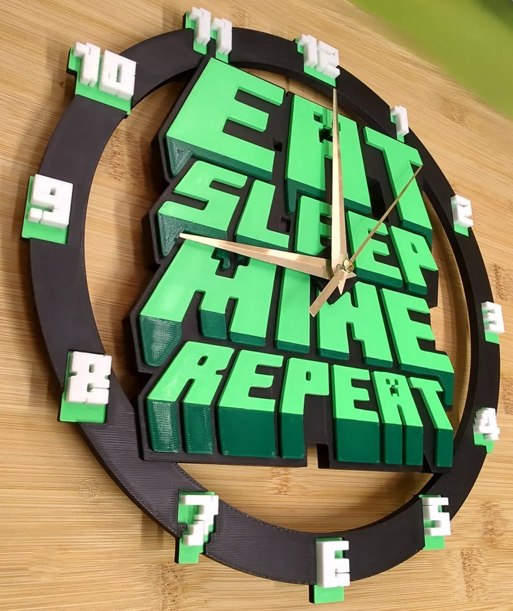 3D Printer Files | 3MF File | Minecraft Wall Clock – "Eat Sleep Mine ...