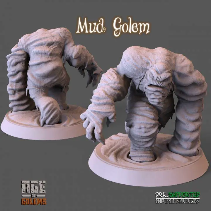 Characters & Creatures STL Download - Mud Golem Pose 2 - Age of ...