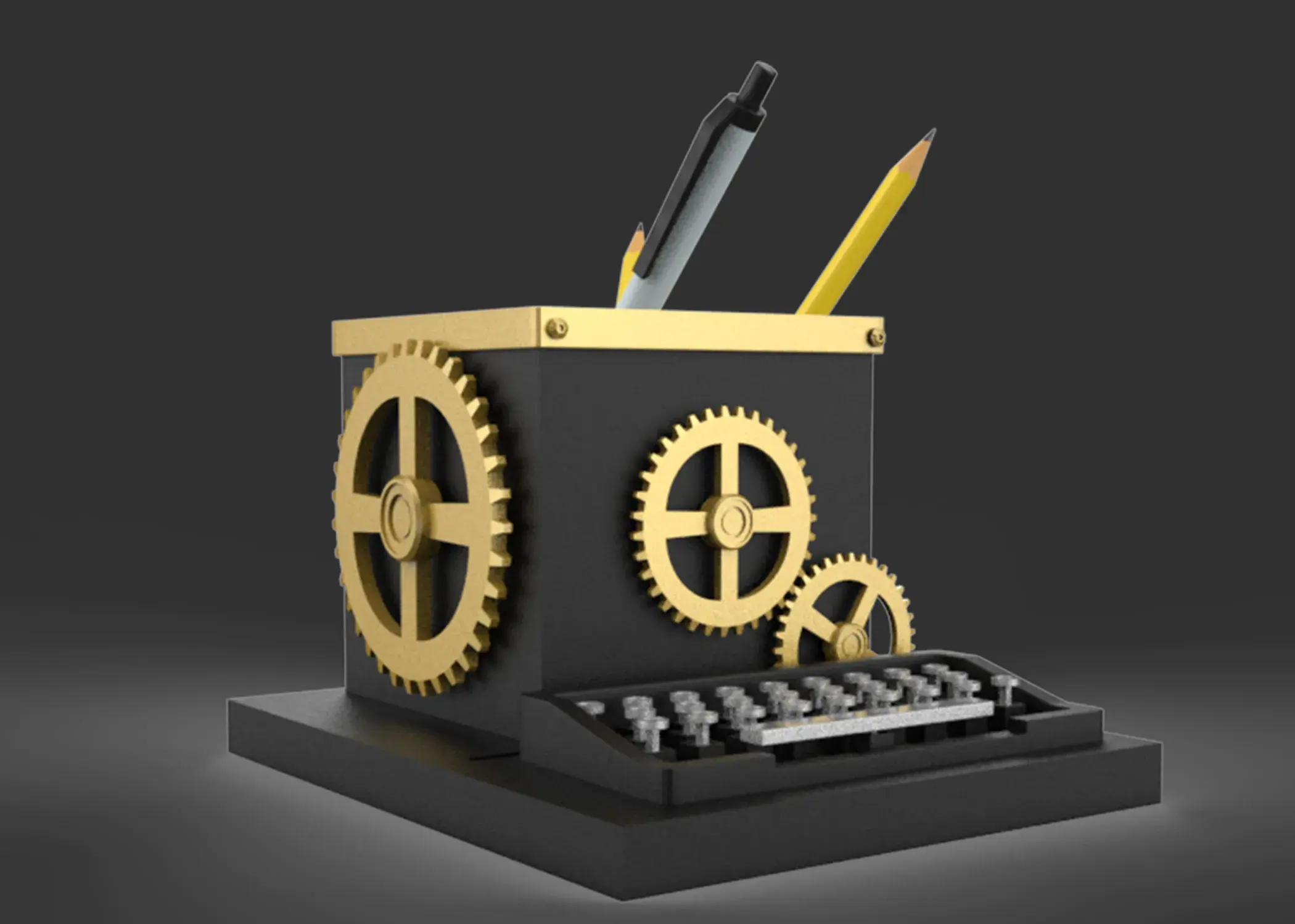 Stationery & Learning Tools STL Download - Steampunk Typewriter Pen ...