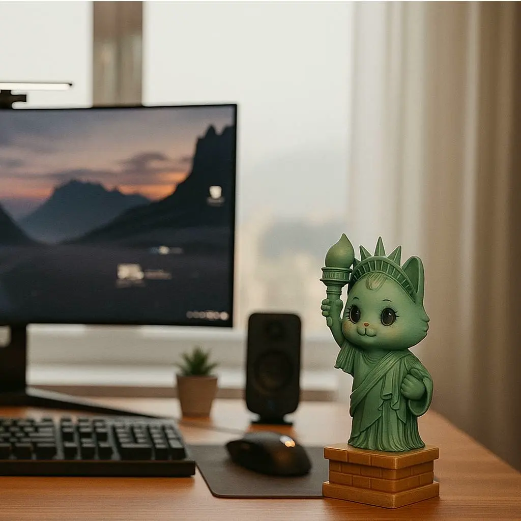 無料 Characters & Creatures STL ダウンロード - Cute Liberty Cat Statue – Free ...