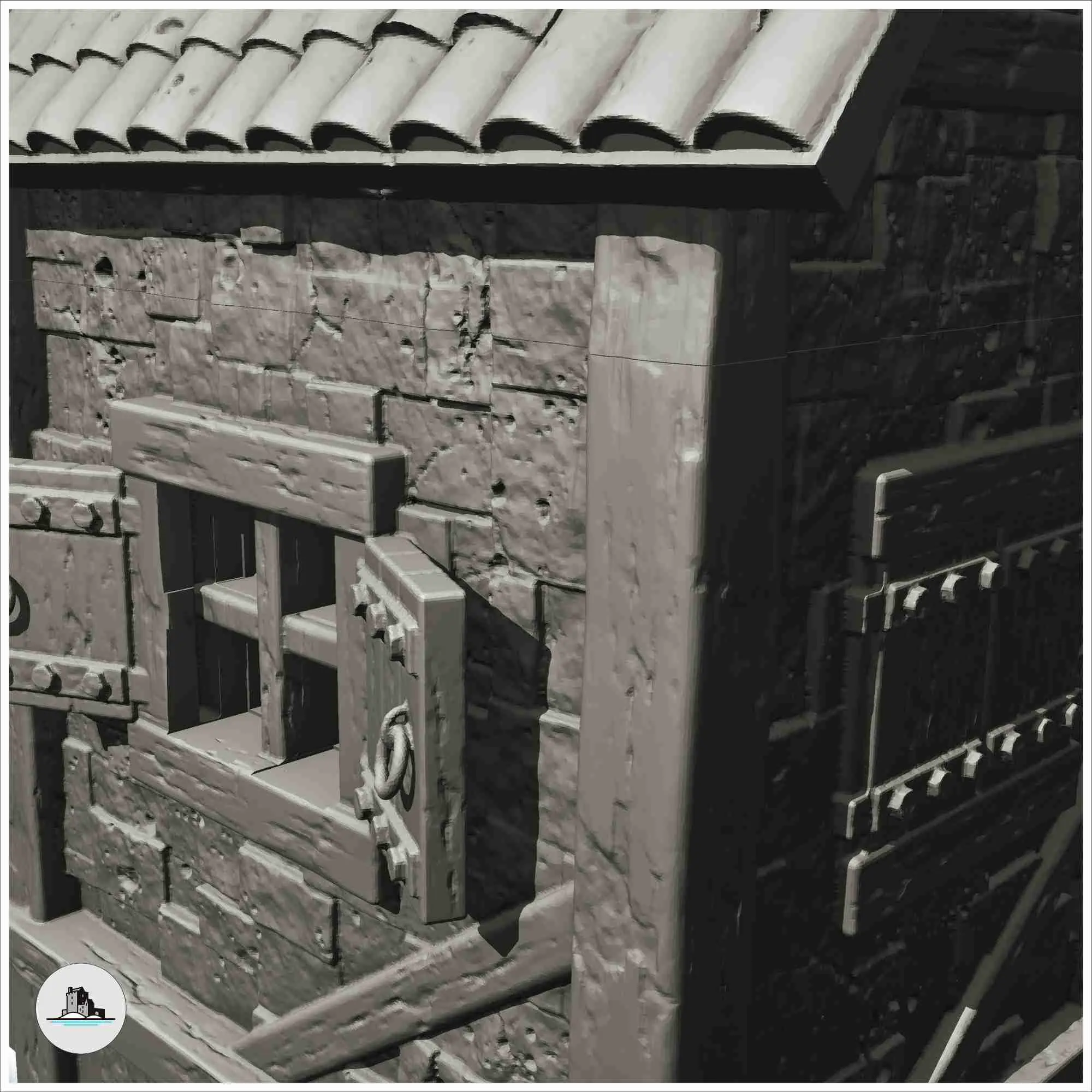 Medieval blacksmith's workshop with outdoor forge under cano | 3D ...