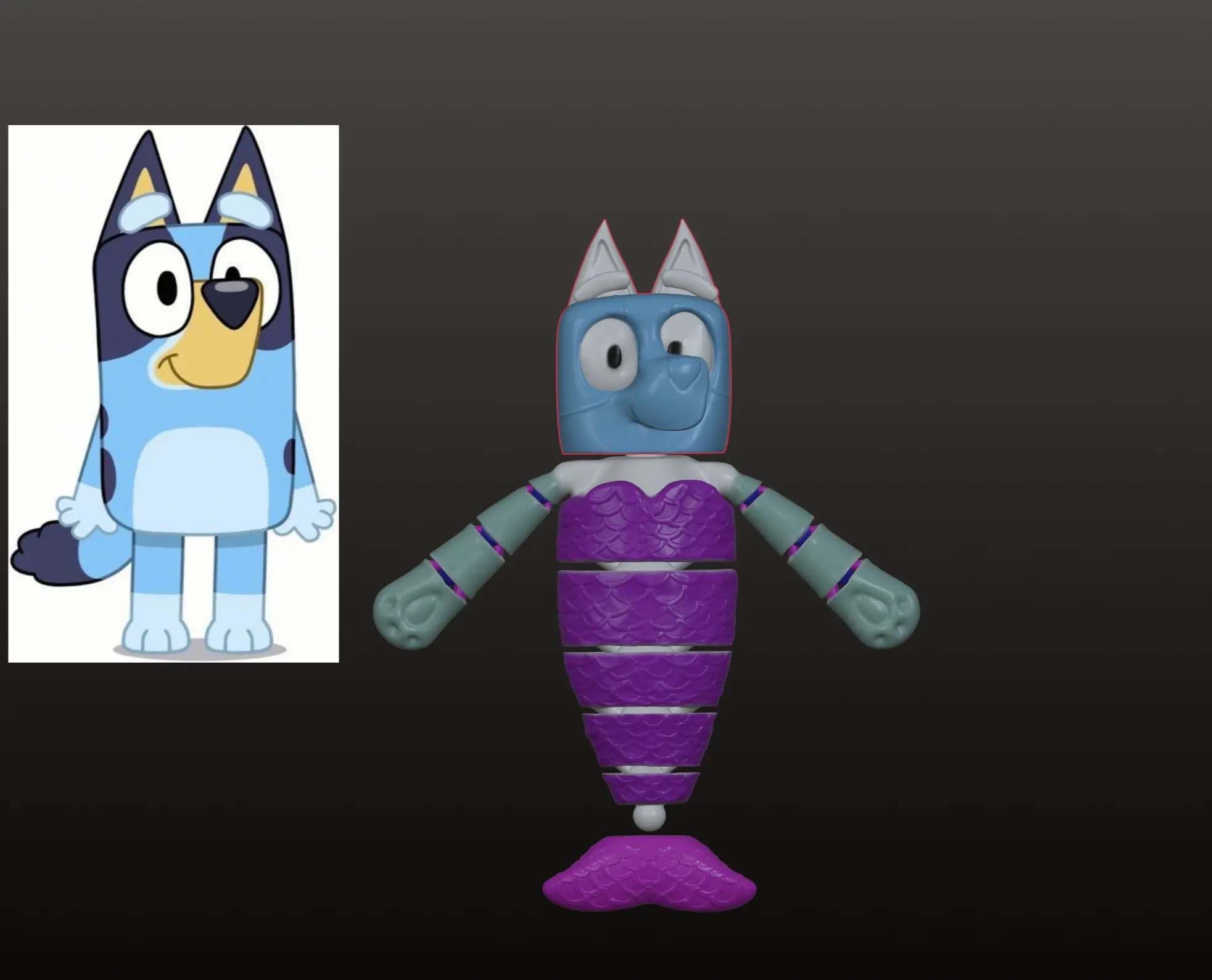 Other STL Download - bluey mermaid hybrid flexi toy funny by ...