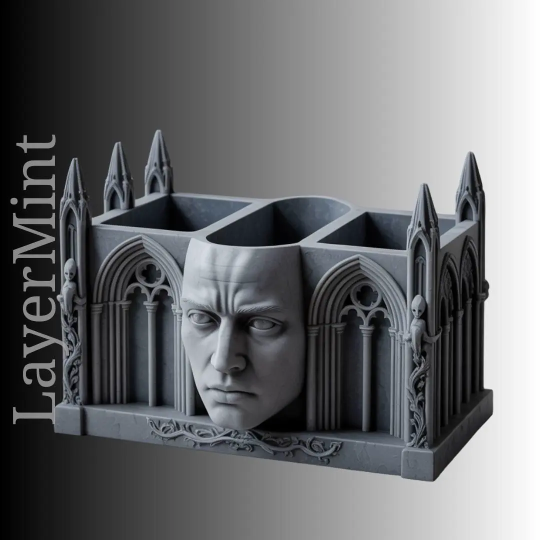 Digital Art STL Download - Gothic Face Desk Organizer | 3D Printable ...