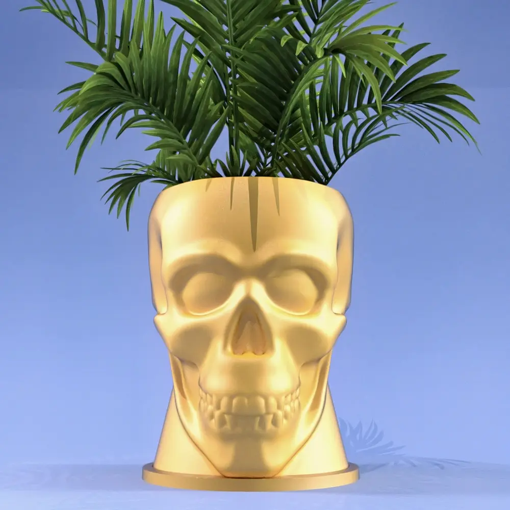 Home Decorations & Ornaments STL Download - SKULL FLOWER POT-NO ...