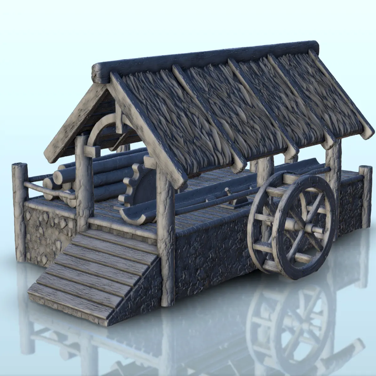 Props & Terrain STL Download - Wood cutting water mill (10 ...