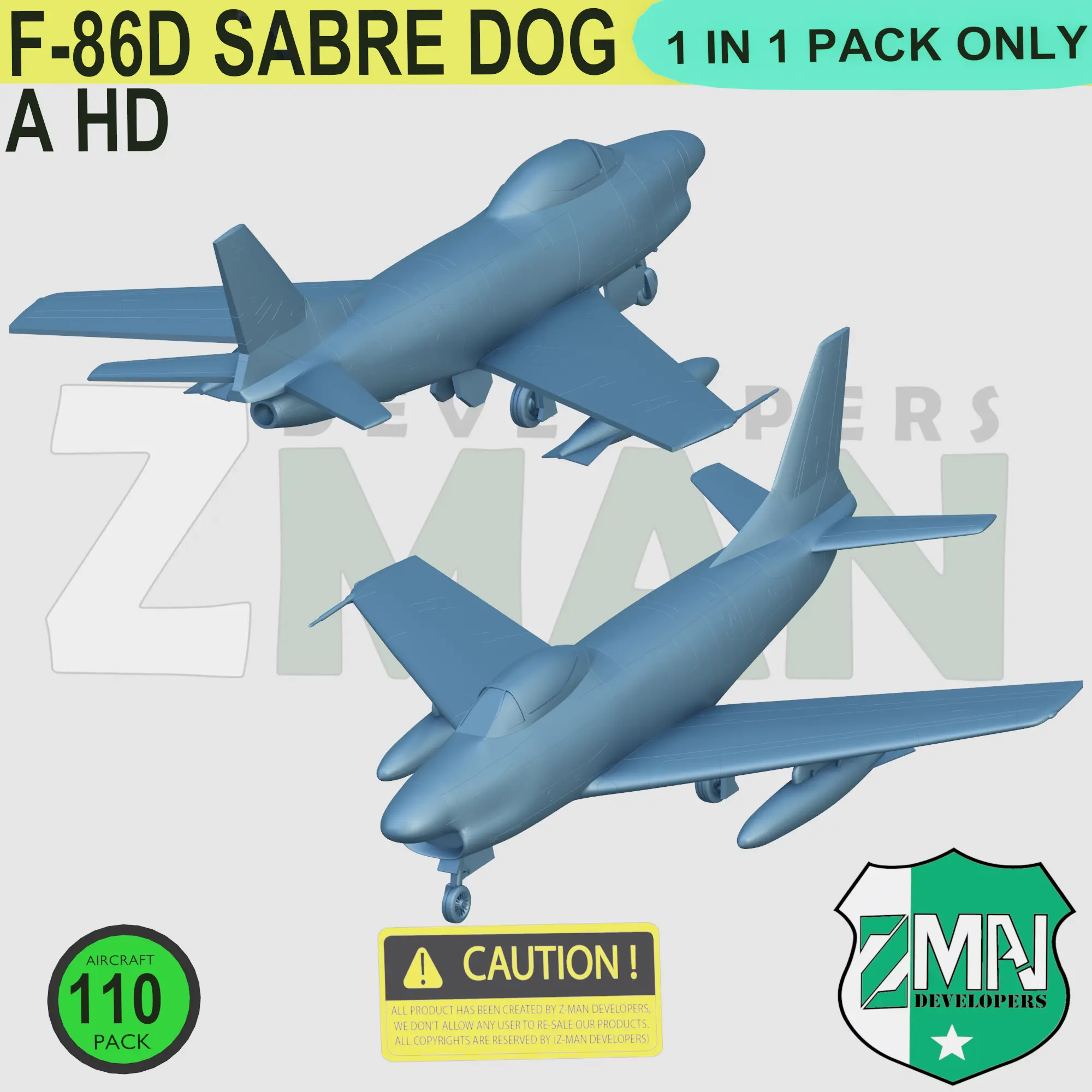 Drones & Aircraft STL Download - F-86D SABRE DOG V4by Z-MAN DEVELOPERS