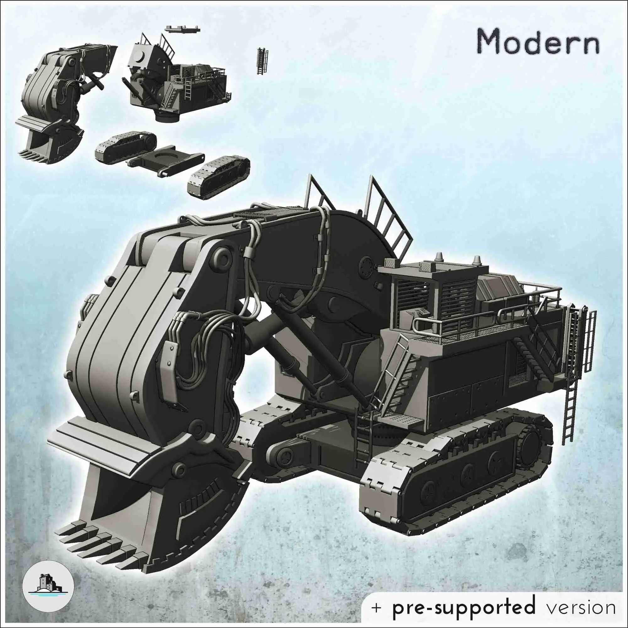 Vehicles & Machinery STL Download - Mining backhoe with large bucket ...