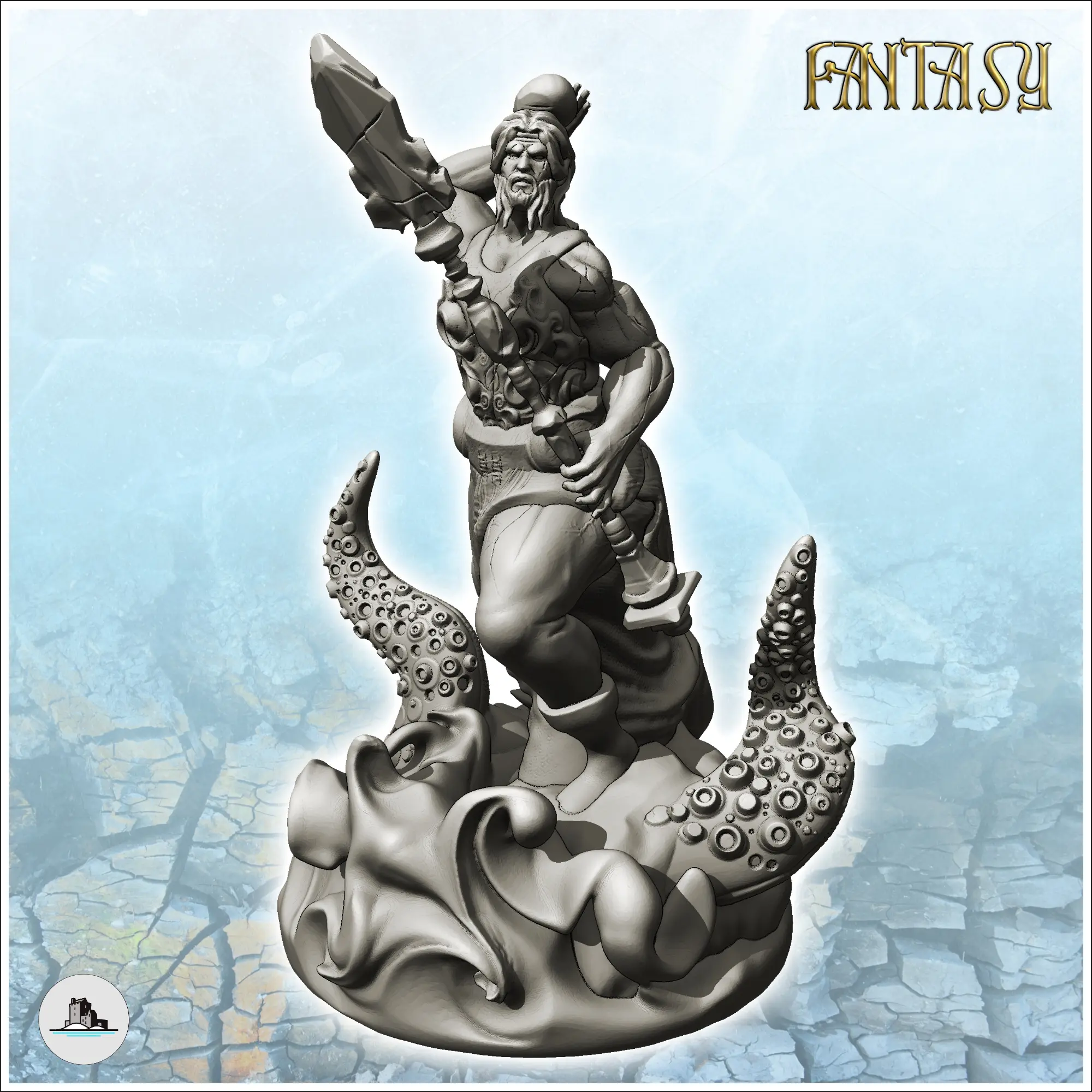 Poseidon Neptune with Tentacle Base and Spear (4) - miniatur | 3D ...
