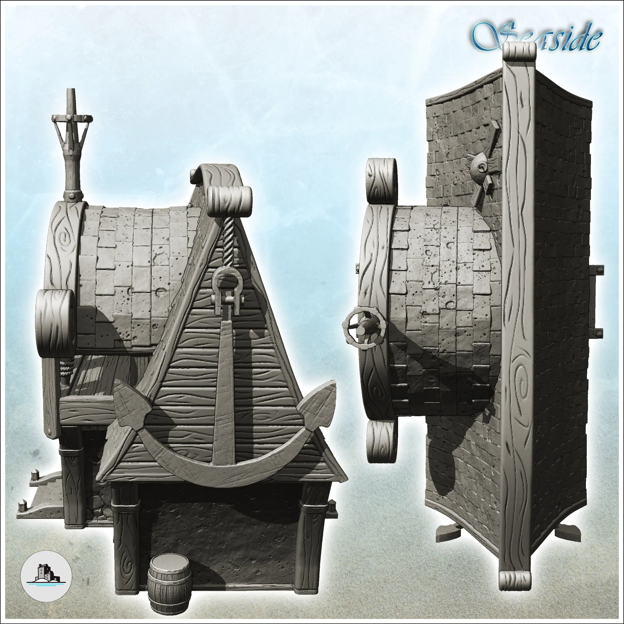 Other STL Download - Hull-shaped pirate building with large decorative ...