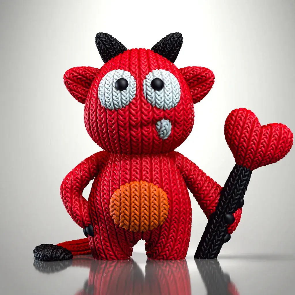 Characters & CreaturesSTL 다운로드 -Knitted Cute love Devil - Mighty prints