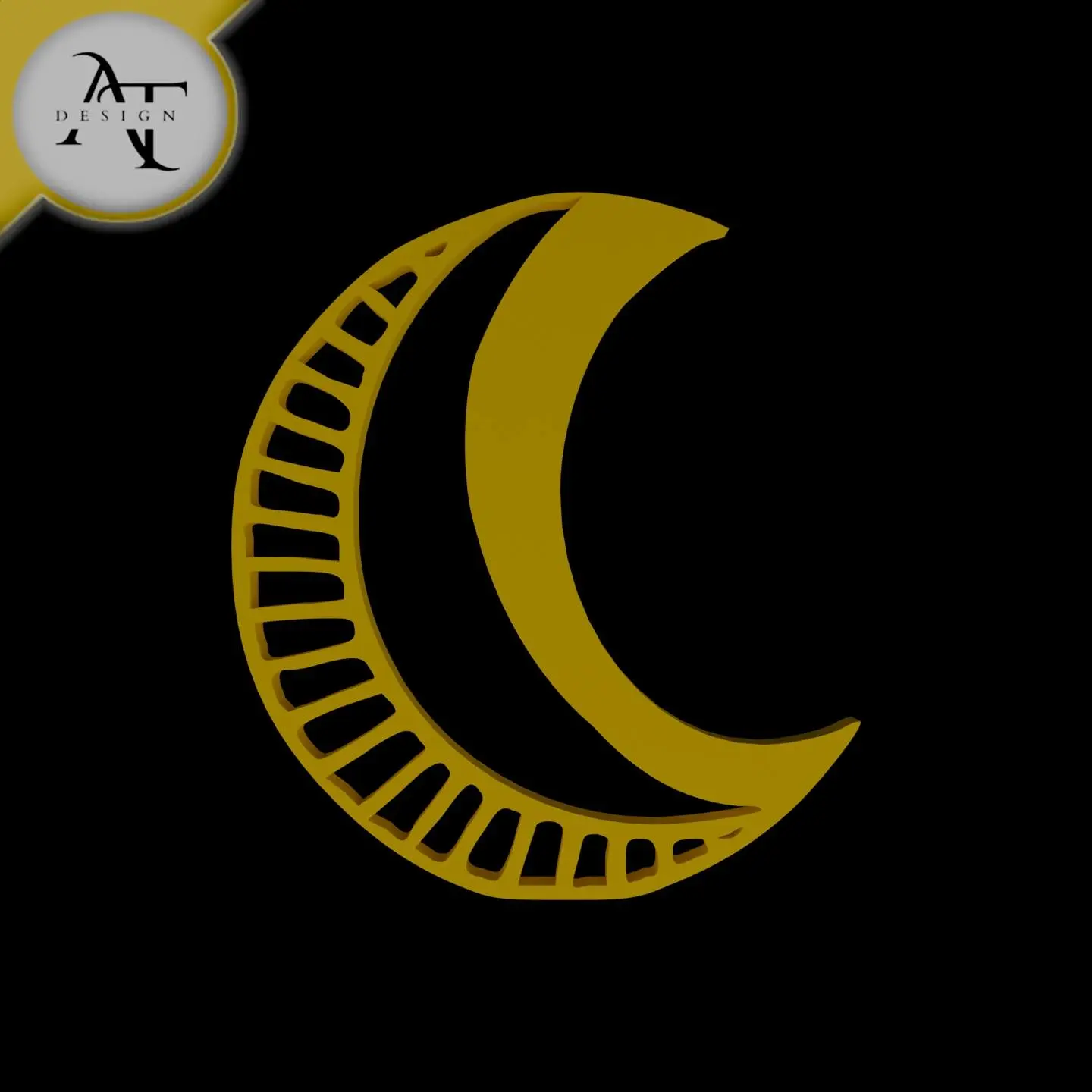 Free Digital Art STL Download - Simple Moon Symbol - 2D Artby AT Design