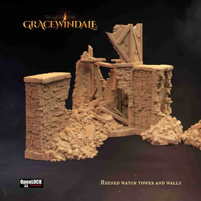 Other STL Download - Gatehouse - Ruined Watchtower And Wallsby Gracewindale