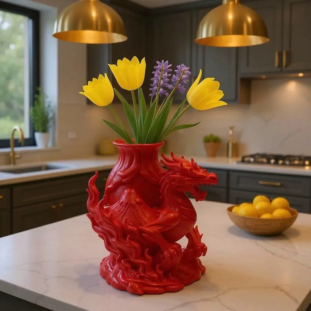 3D Printer Files | 3MF File | Dragon Flame Vase – Majestic 3D Printed ...