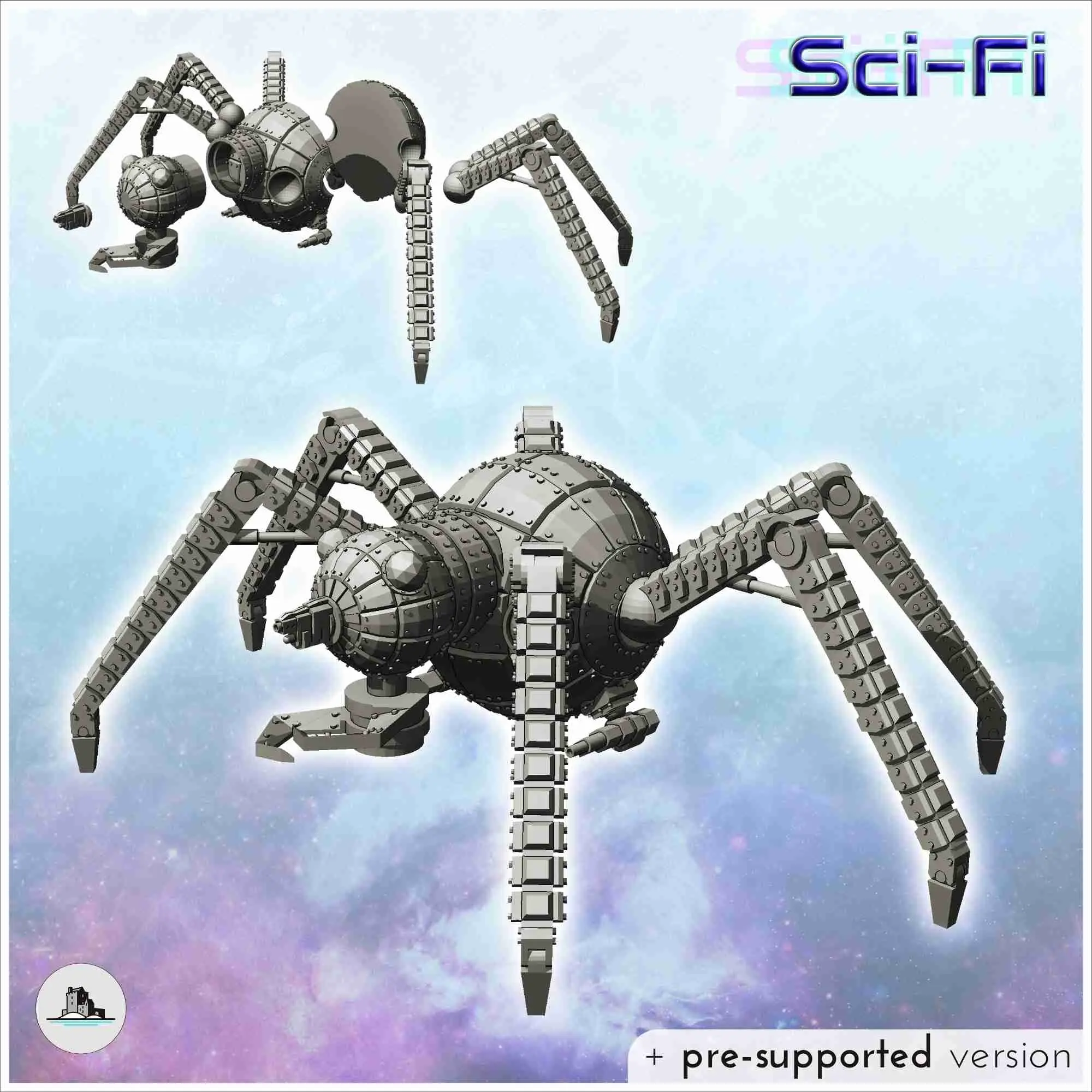 Futuristic six-legged airborne robot with cannon (28) - mini | 3D ...